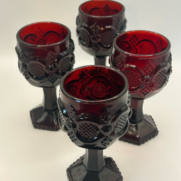 Avon | Dining | 876 Avon Cape Cod Vintage Ruby Red Small Goblets Set Of ...